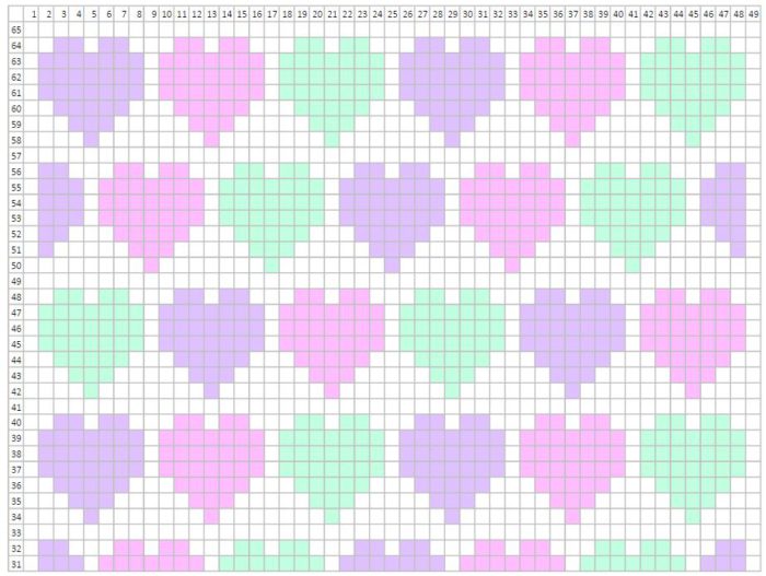 Double-knit loom Pastel Hearts - Loom Knit Central